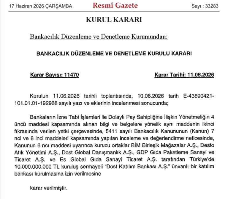 Dost Katılım Bankası için BDDK onayı: BİM 10 milyar TL sermayeli banka ...